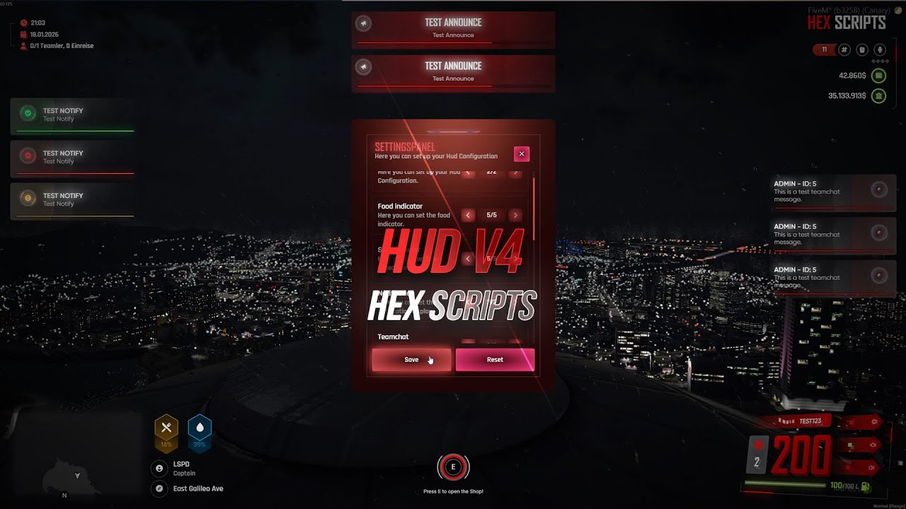 [ESX/QBCORE] HEX V4 HUD (FiveM)