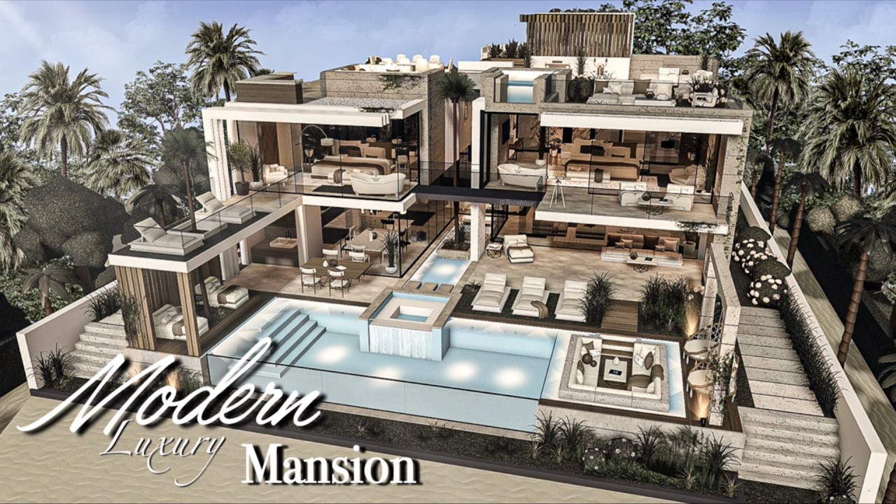 Modern Luxury Tropical Dream Mansion | Bloxburg Speed Build | Part 1