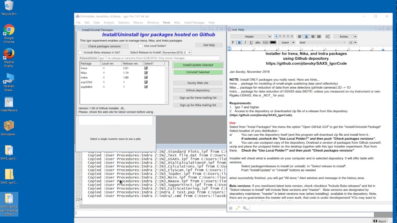 Irena/Nika Installer for Igor 8 using Github depository https://github.com/jilavsky/SAXS_IgorCode