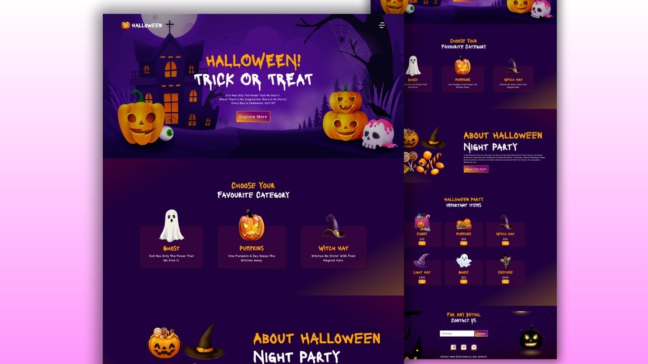 Build A Responsive Halloween Website Design using HTML CSS And JavaScript