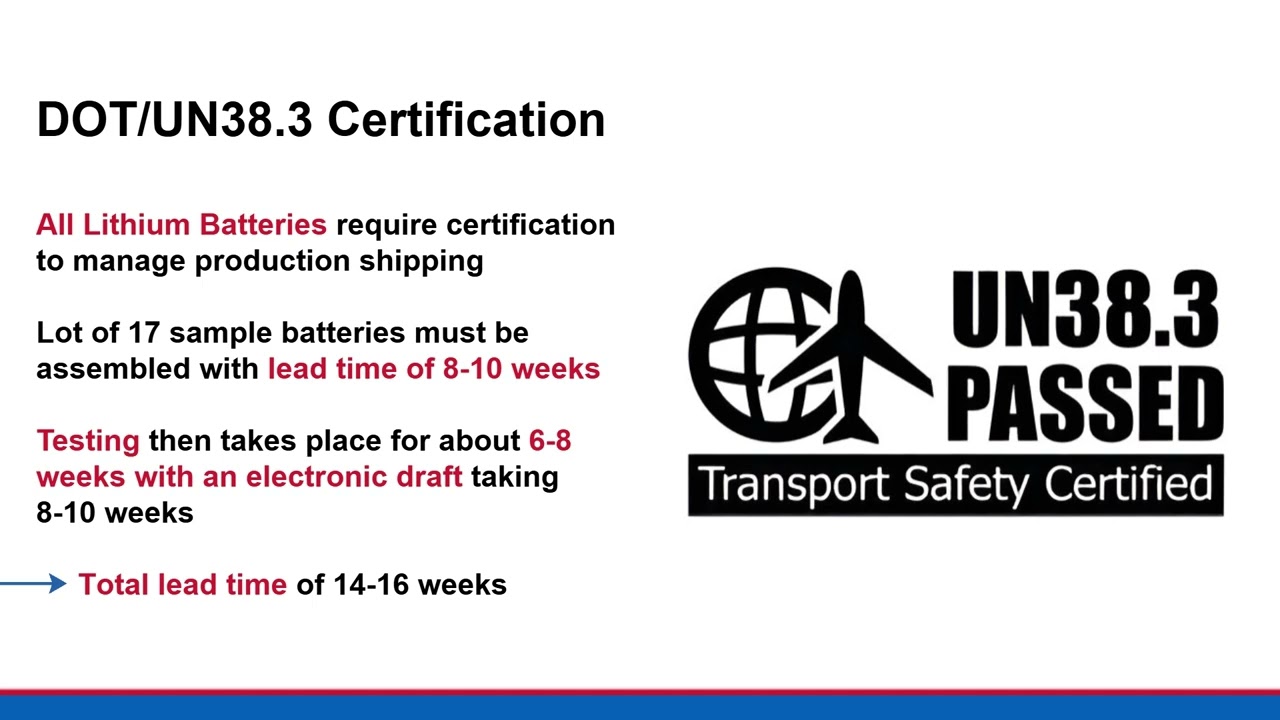 DOT UN38.3 Certification - Battery Pack Development Timeline Explained