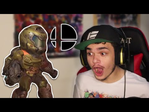 DOOMGUY IS IN SMASH?! *SUPER SMASH BROS. ULTIMATE DOOM SLAYER MII COSTUME REACTION*