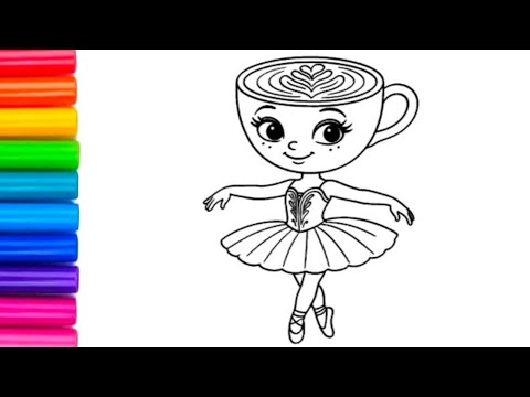 Cute Ballerina Cappuccino Drawing Painting Colouring for kids, Toddlers || Easy step by step Drawing