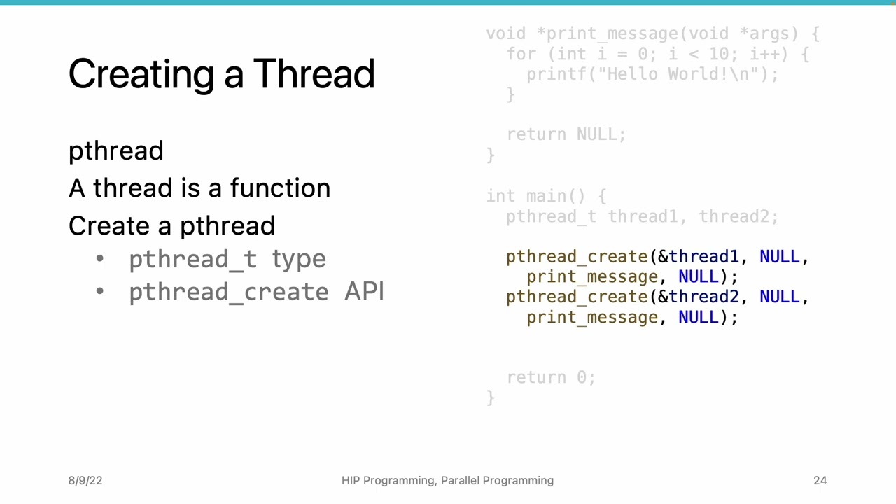 AMD HIP Tutorial, 2-2, Parallel Programming with Pthreads
