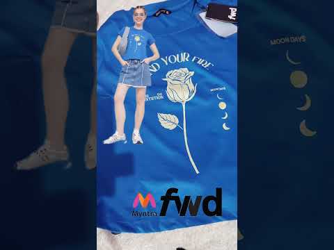 Myntra fwd finds 😍Rose print blue t-shirt #fwd #myntra #myntrafwd #haulpack