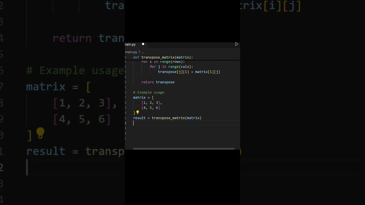 Transpose Matrix in python| Python for Beginners #programming #coding #shorts