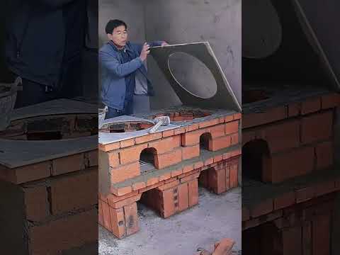 The mason built the wood-burning stove by hand#Rural artisan#Record daily life#Firewood st