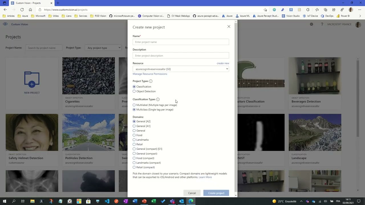 Azure Cognitive Services for Vision Azure (Custom Vision=