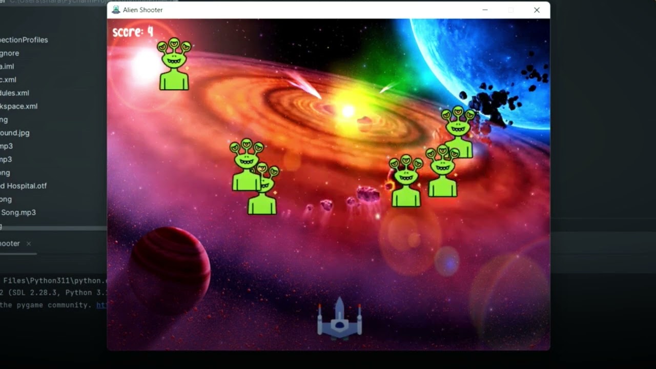 Alien Shooter Game Made in Python | Final Project By Our Trainee & Intern Sharan Nallathuru |