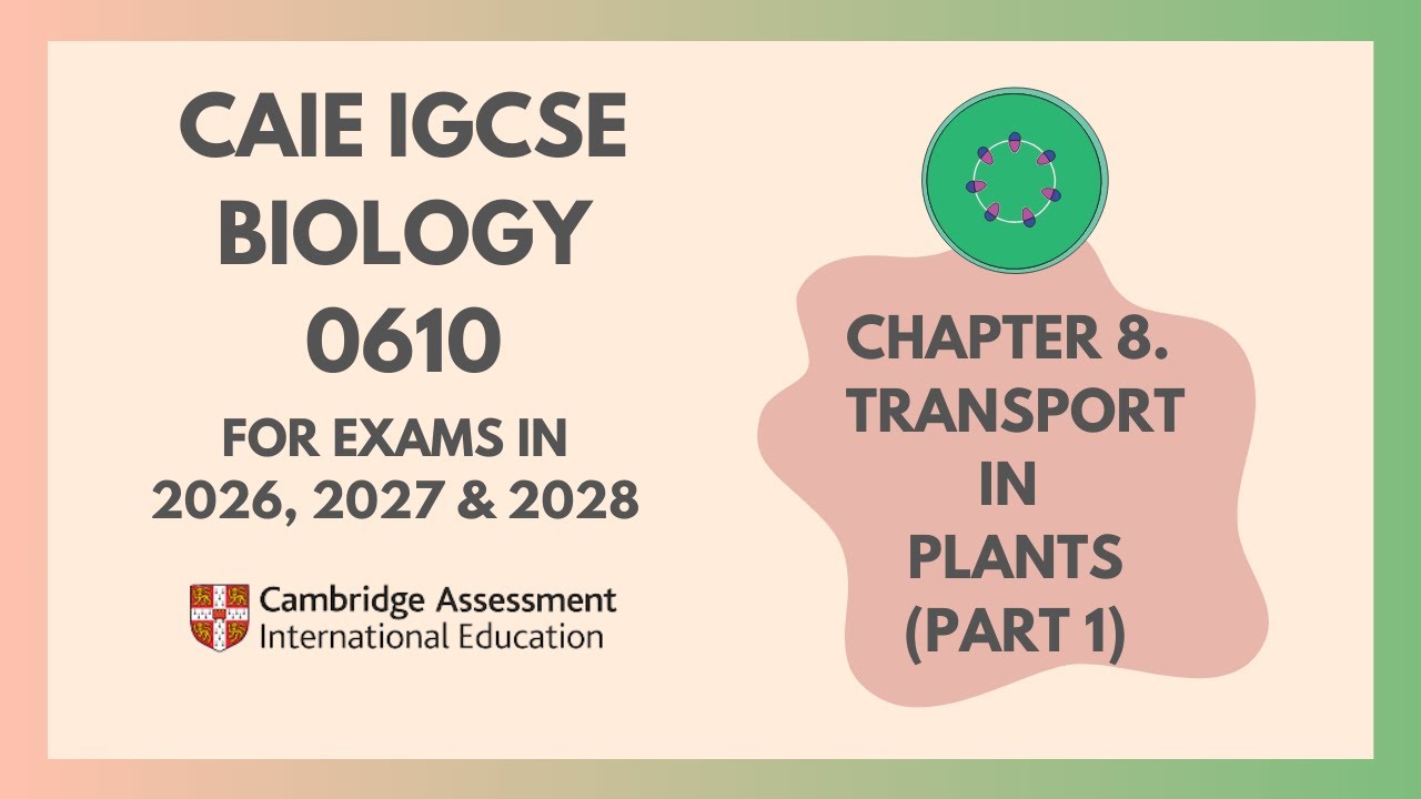 8. Transport in Plants (Part 1) (1/2)(Cambridge IGCSE Biology 0610 for exams in 2026, 2027 and 2028)