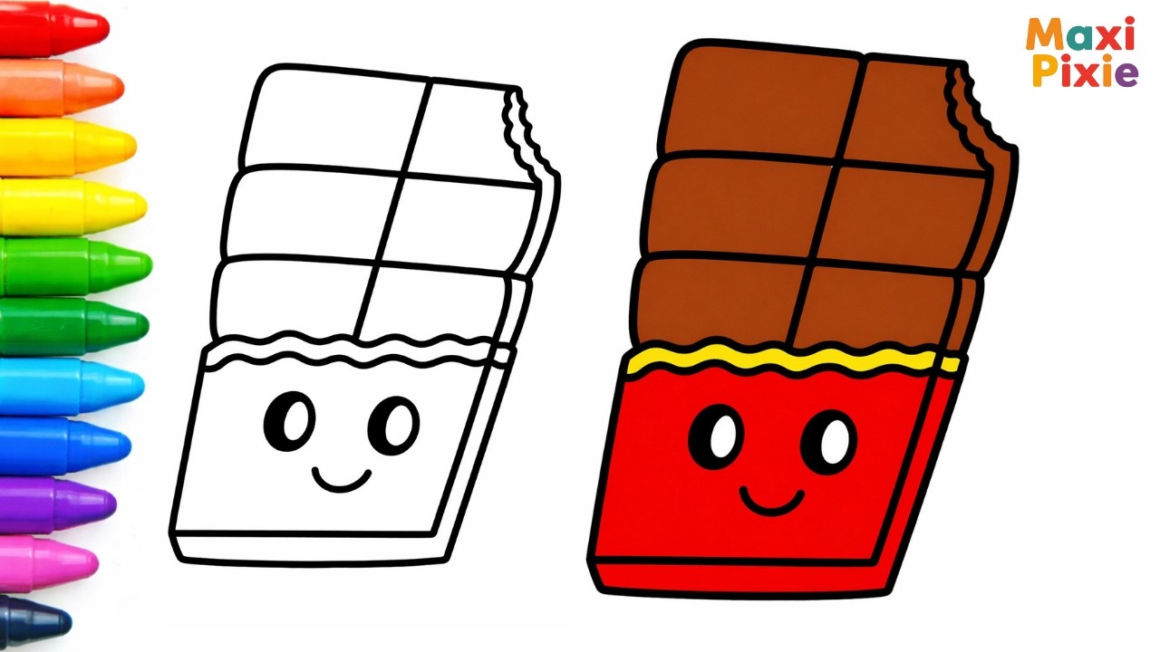 How to Draw a Cute Chocolate Bar 🍫 | Easy Drawing and Coloring for Kids