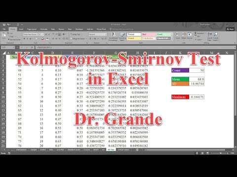 Kolmogorov-Smirnov Test of Normality in Excel