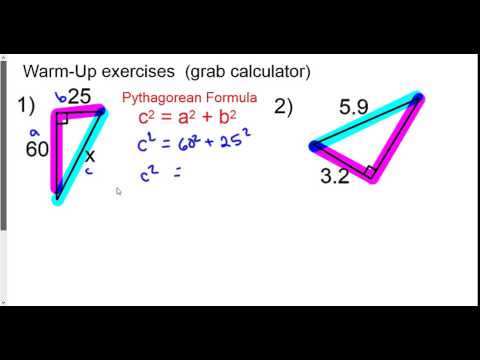 4. Review of finding leg or hypotenuse of right triangle