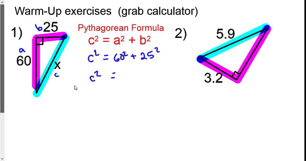 4. Review of finding leg or hypotenuse of right triangle