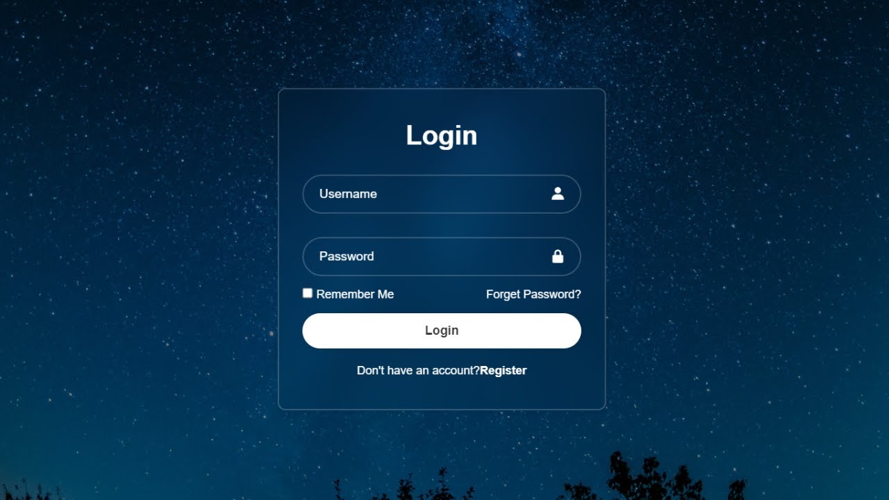 Transparent Animated Login Form Using HTML and CSS Tutorial | Free Source Code