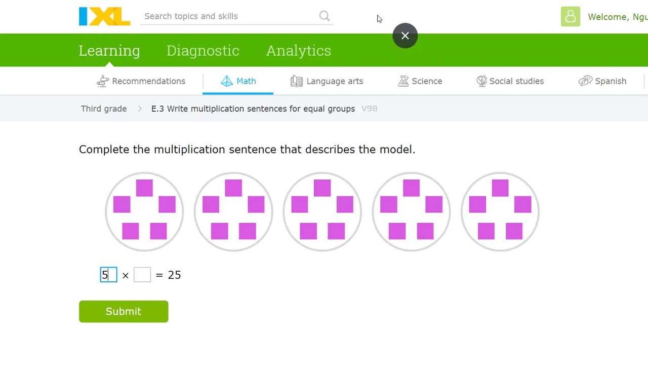 E3. Write multiplication sentences for equal groups