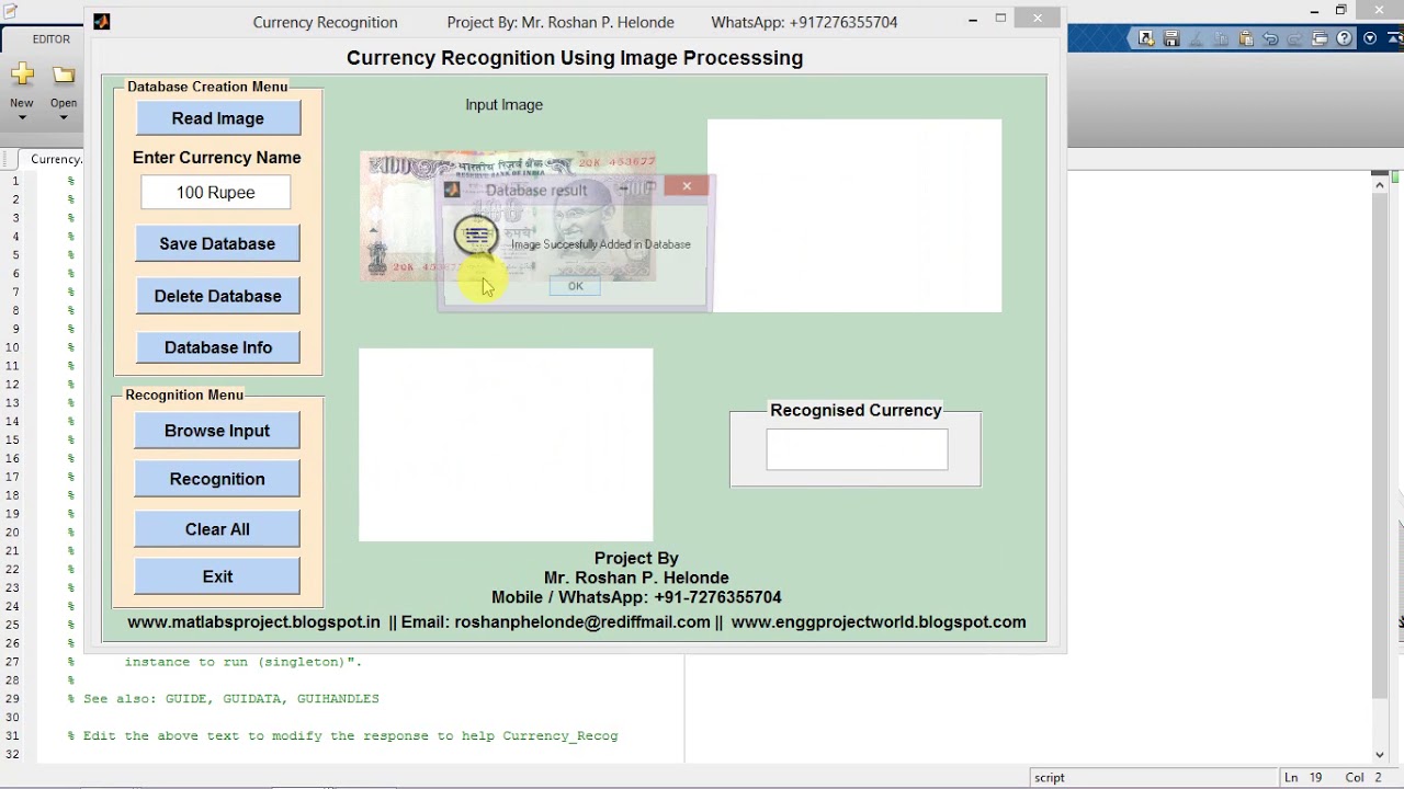 Currency Recognition Using Matlab Code