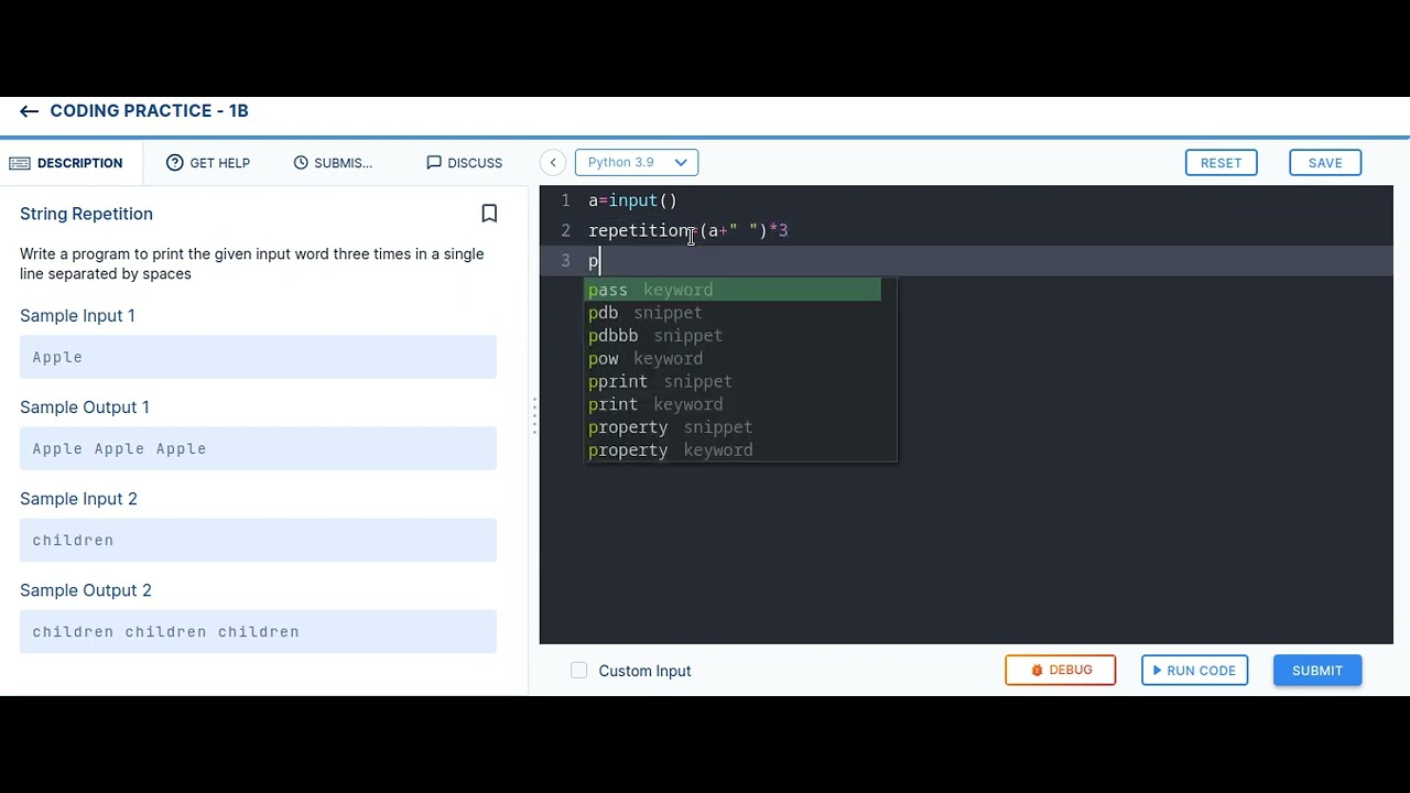 string Repetition (coding practice1B)# ccbp#4
