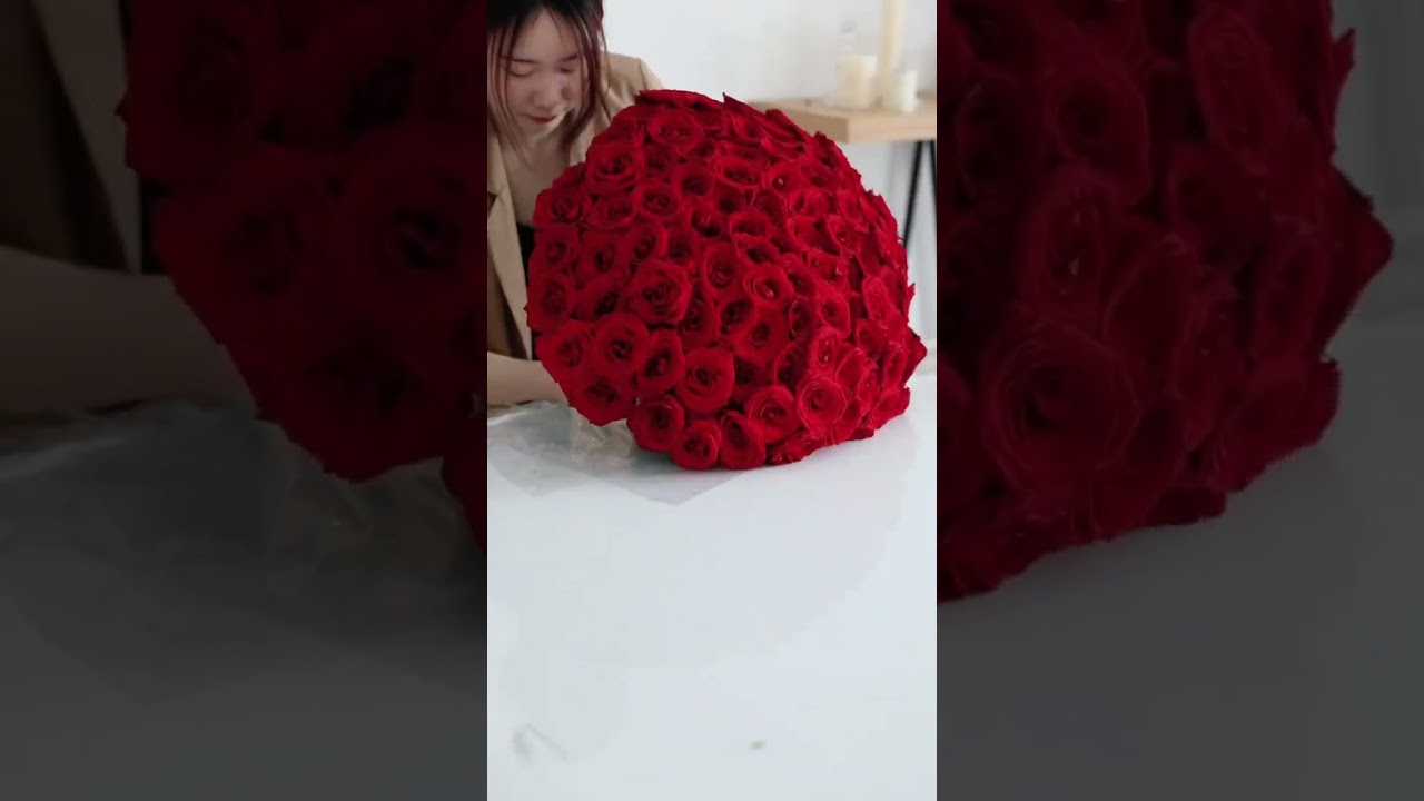 how to wrap a large red rose bouquet? #flowerwrappingtutorial #boquetofflowers
