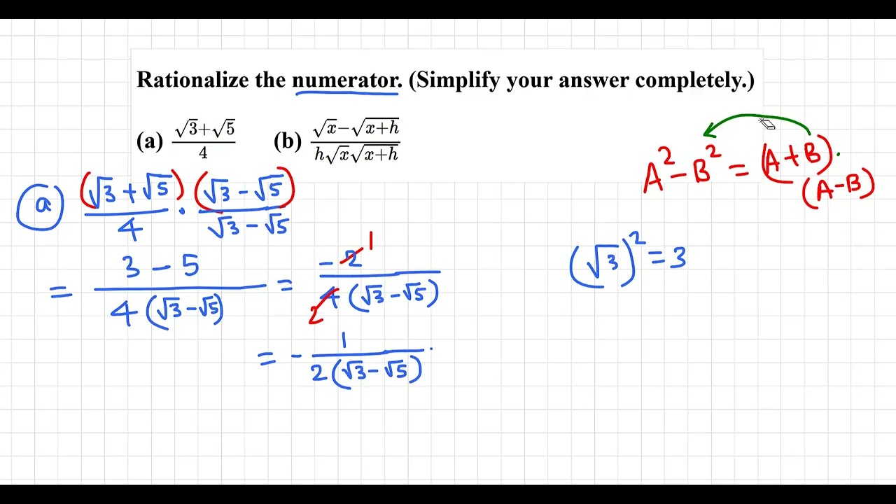 Precalculus: Rationalize the numerator (2 examples)