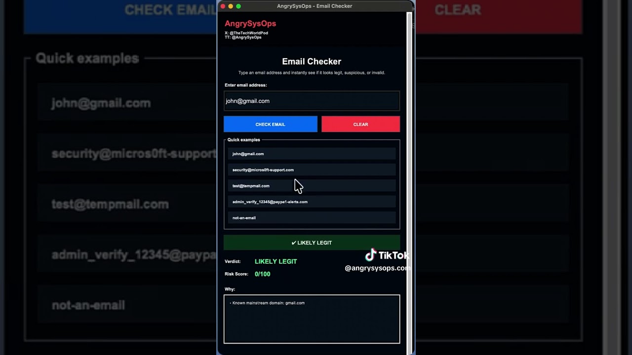 This Python App Judges Email Addresses Instantly!  #coding #pyhton #fypシ