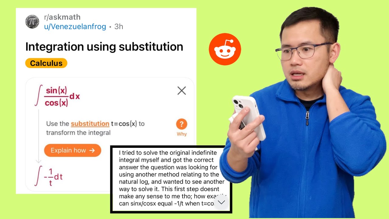 Integration using substitution, integral of sin(x)/cos(x), Reddit r/askmath