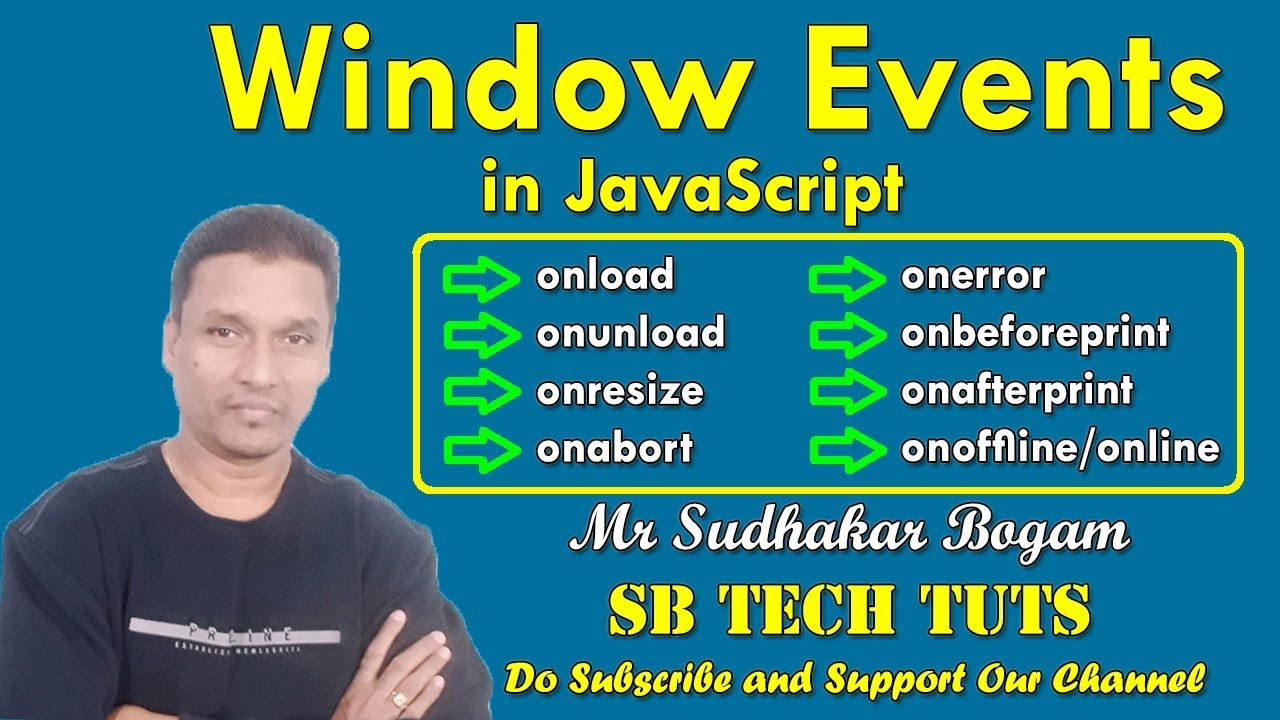 Window Events in JavaScript | Document Events | JavaScript | CLASS-48 | Telugu | Web Technology