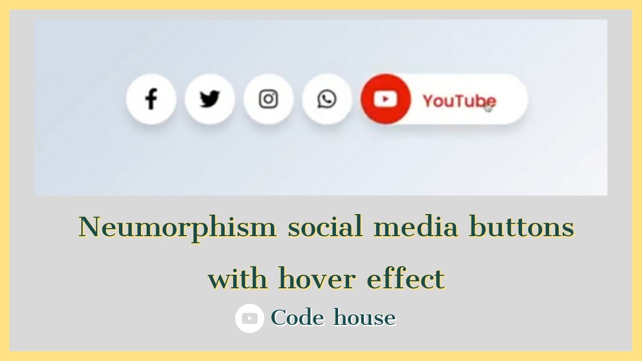 Neumorphism social media buttons with hover effect