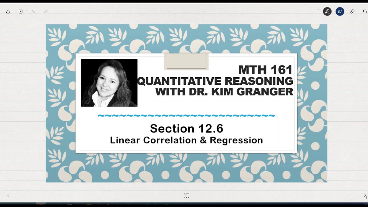 MTH 161:  Linear Correlation and  Regression