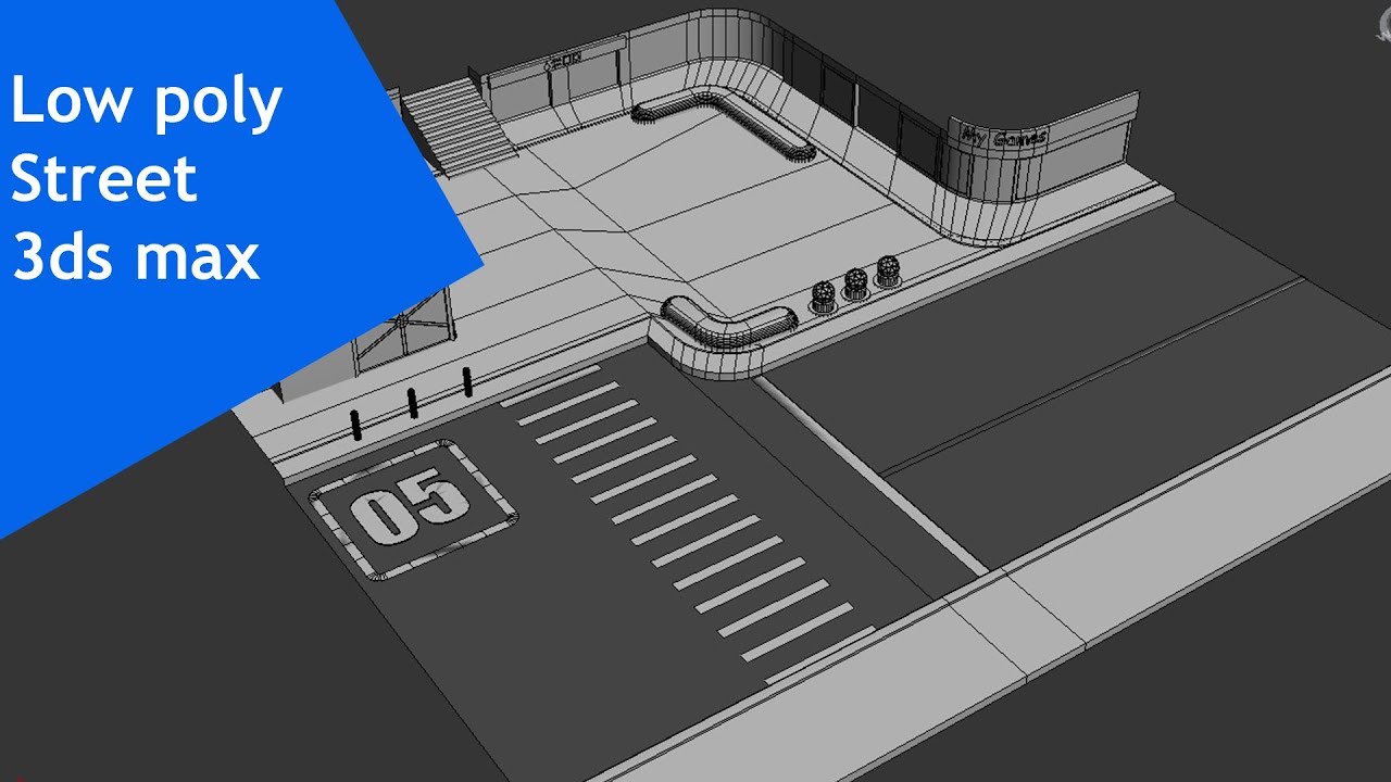 Modeling Low poly street - 3ds max beginner tutorial part - 1