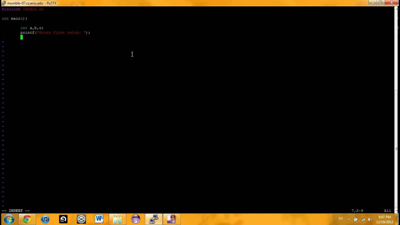 PuTTy/SSH Intro (Basic C programs)