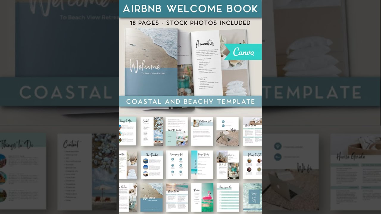 Airbnb, VRBO Welcome Book Template - Editable Canva Template