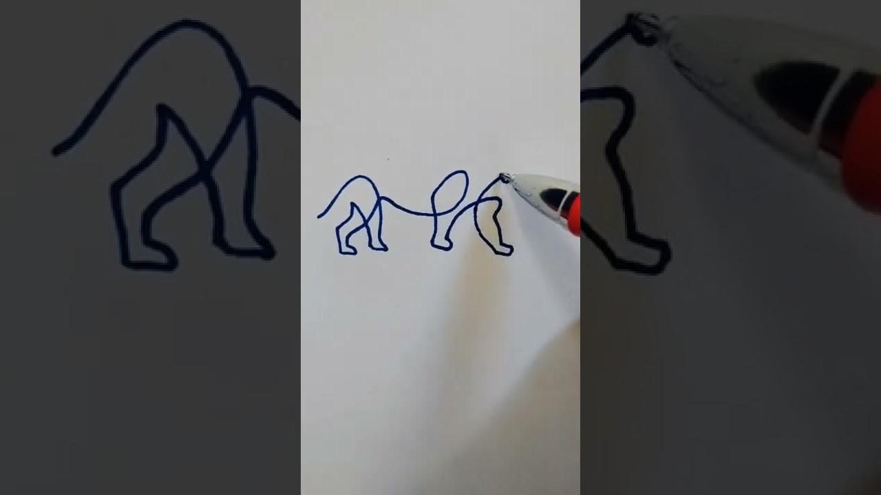How to draw One line art of a Tiger #shorts #viral #foryou