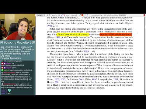 Philosophy Roulette 358 - Can Algorithms be Embodied? A Phenomenological Perspective on the Relati