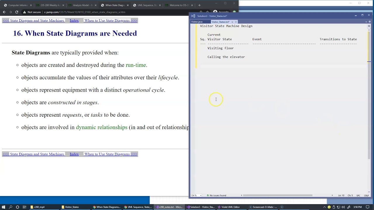 11.10 Example: Visitor state machine in elevator project