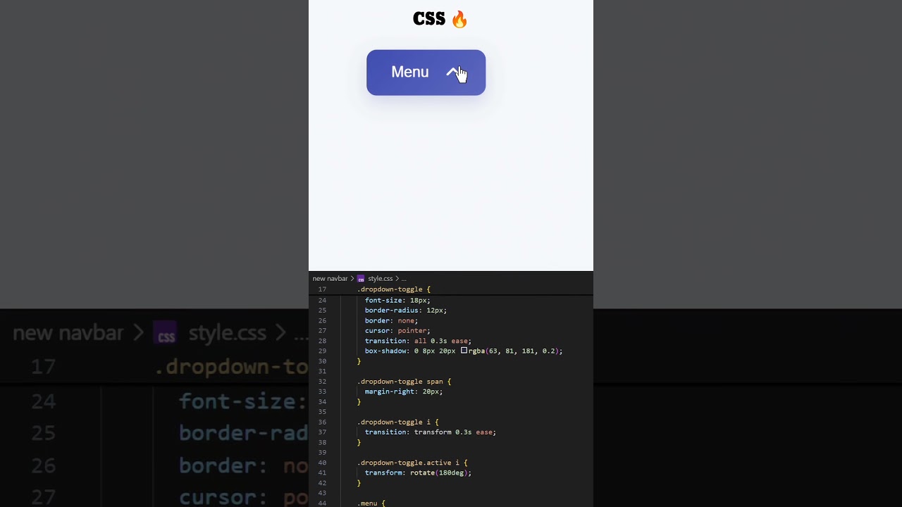 ⬇️Dropdown Menu with HTML, CSS & JS! ✨ #webdevelopment #coding #shorts#htmlcss#ui #shorts #webdesign