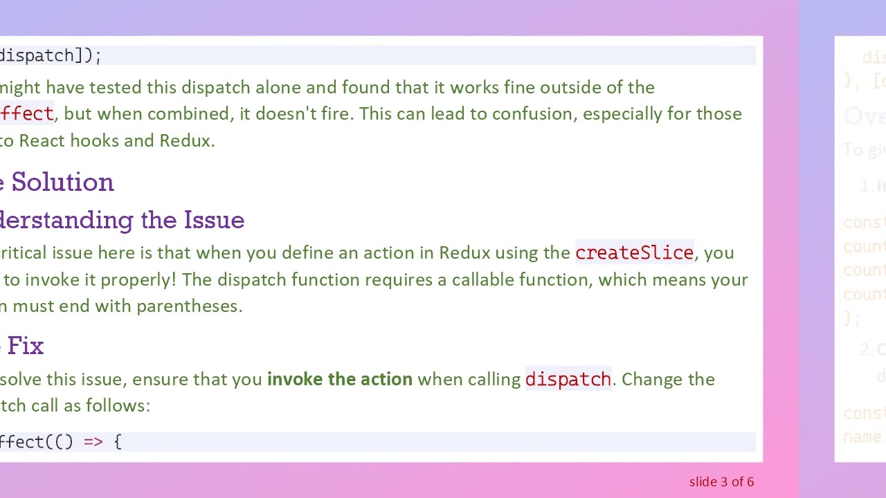 Resolving useEffect Dispatch Issues in React with Redux
