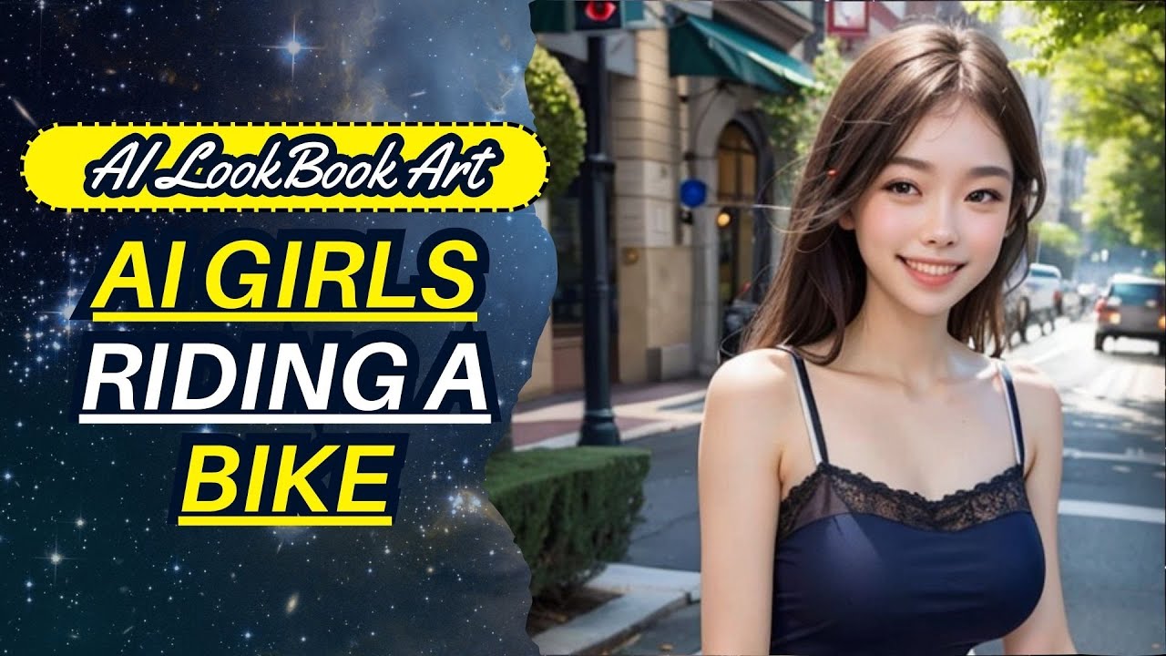 AI ART  FASHION SHOW LOOKBOOK MODELS, AI GIRLS RIDING A BIKE