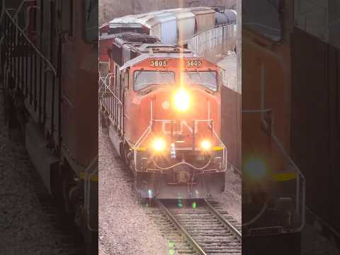 CN train M338 at Seminary St. in Rockford, IL, with SD70I leader. 2024/01/30