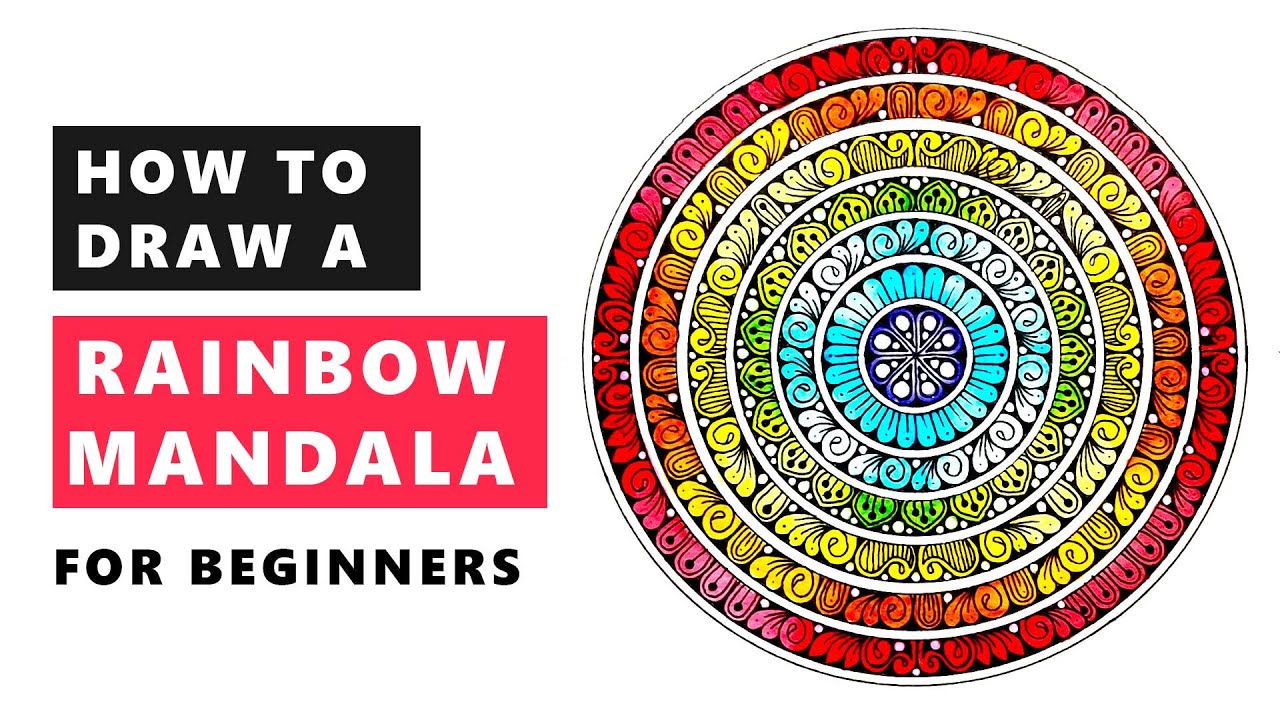 How to draw a MANDALA ART for Beginners (Rainbow Mandala Tutorial)