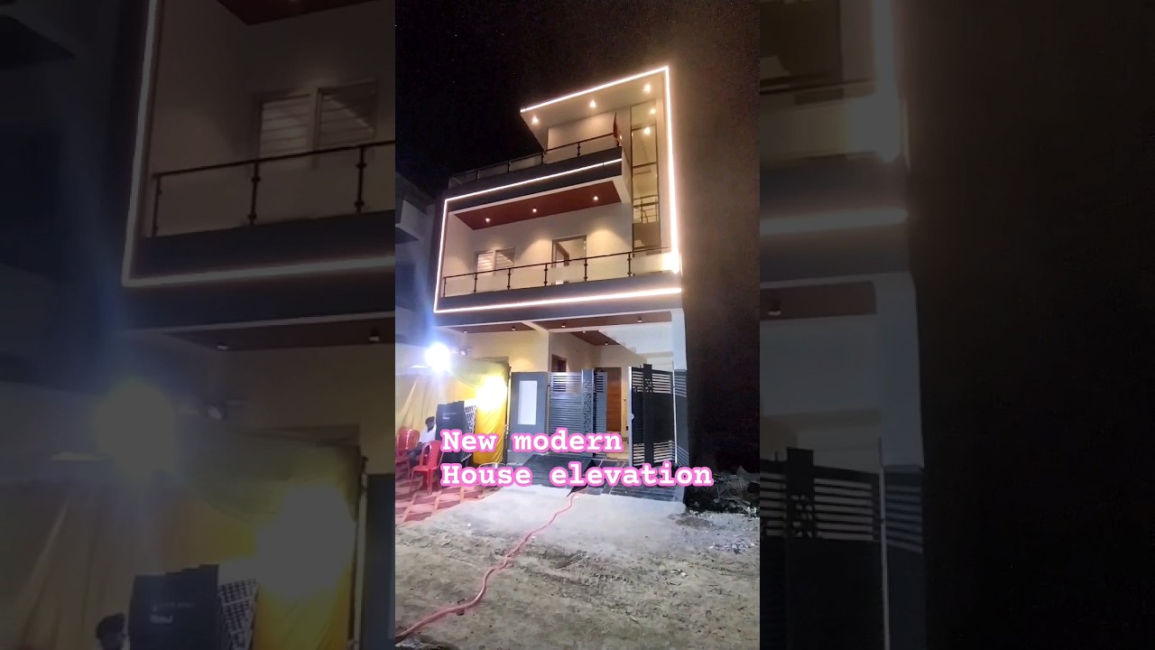 new modern house elevation||Profile light in house front||front house design construction