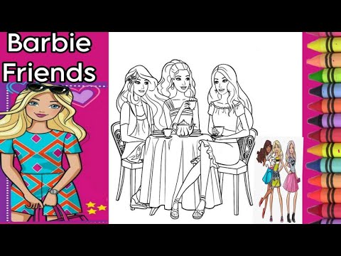 Barbie And Friends Coloring Book Page -Barbie drawing for kids /step by step with kids drawing