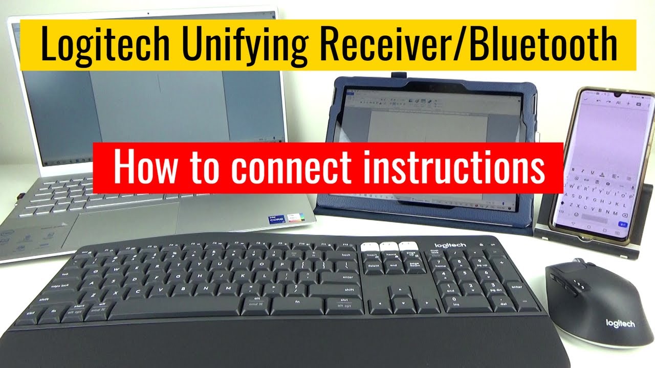 How to Connect Logitech Unifying USB Receiver, Bluetooth Pairing, Keyboard & Mouse, Pair 3 Devices