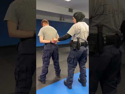 Handcuffing is harder than it looks 😅 #Dayinthelife #police #academylife