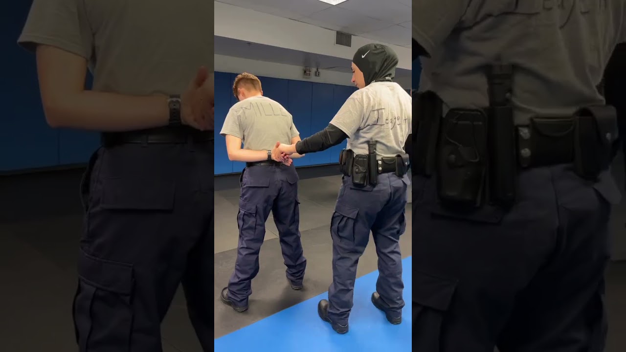 Handcuffing is harder than it looks 😅 #Dayinthelife #police  #academylife