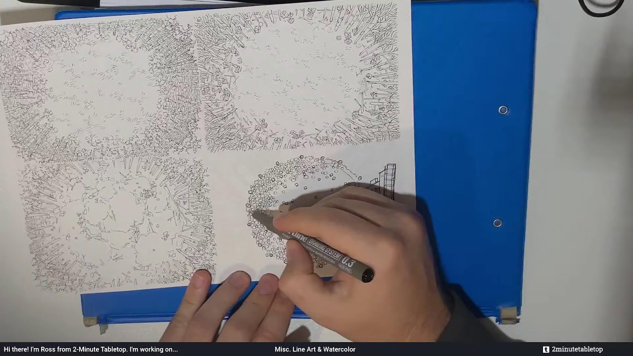 Battle map line art & watercolor