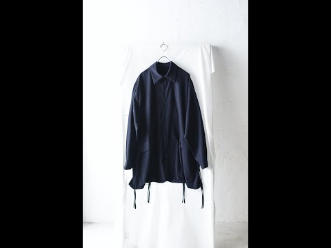 BISHOOL "Wool Gabardine Big Pocket Shirt" Navy