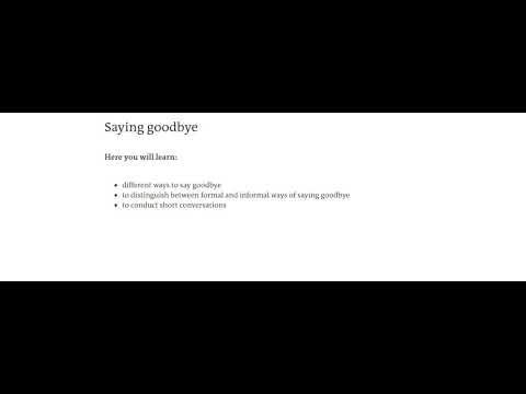 A1 2 Informal & formal Goodbyes