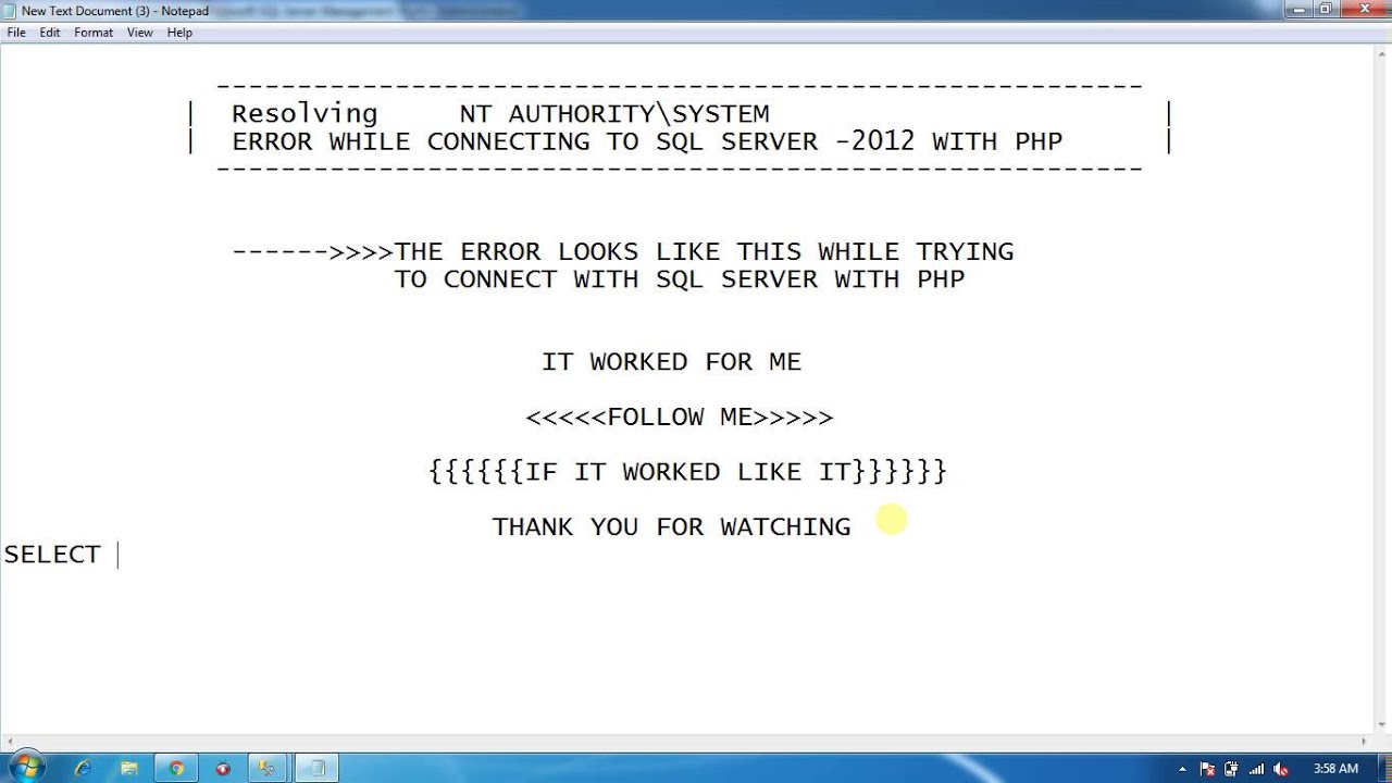 Error Connecting  sql server 2012 and  php