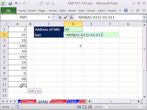 Excel Magic Trick 731: Retrieve Cell Address Of Minimum Value In Column